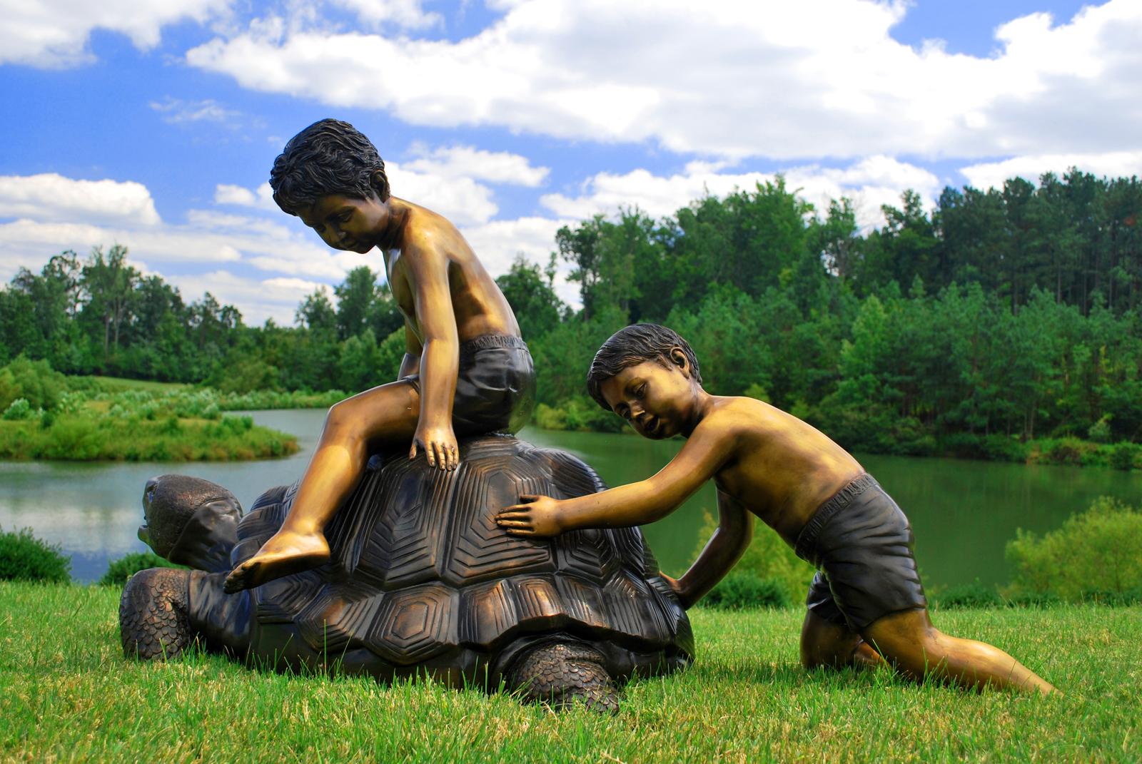 Two Boys with Turtle - Metropolitan Galleries Inc.