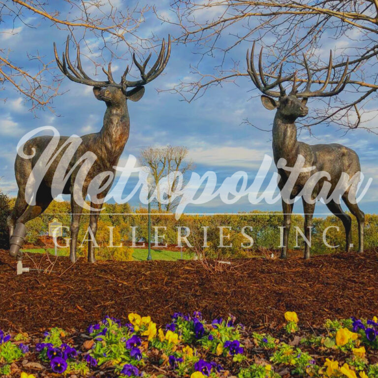 Bronze Moose on Rock Sculpture - Metropolitan Galleries Inc.
