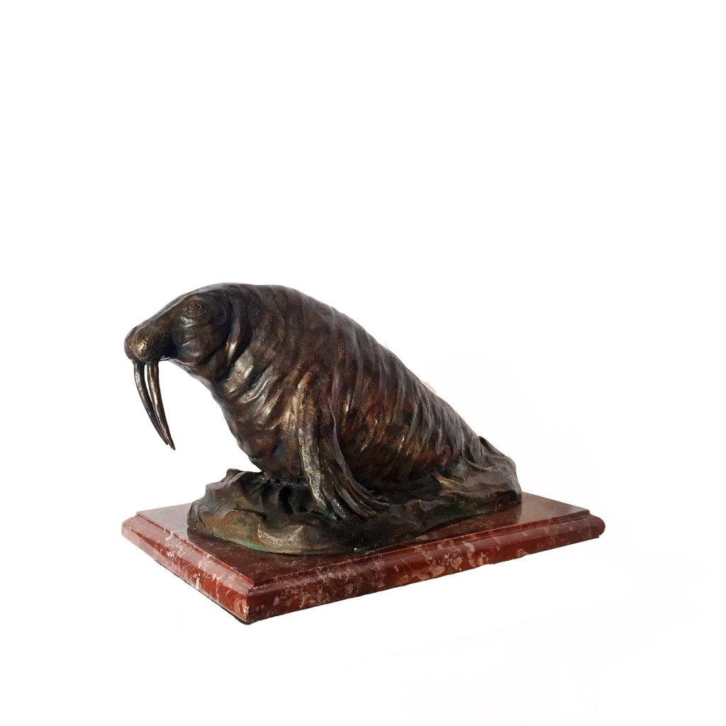 Bronze Walrus Sculpture on Marble Base - Metropolitan Galleries Inc.