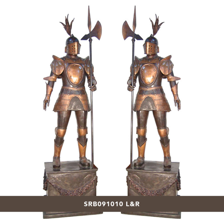 Bronze Knight with Armor & Sword Sculpture - Metropolitan Galleries Inc.