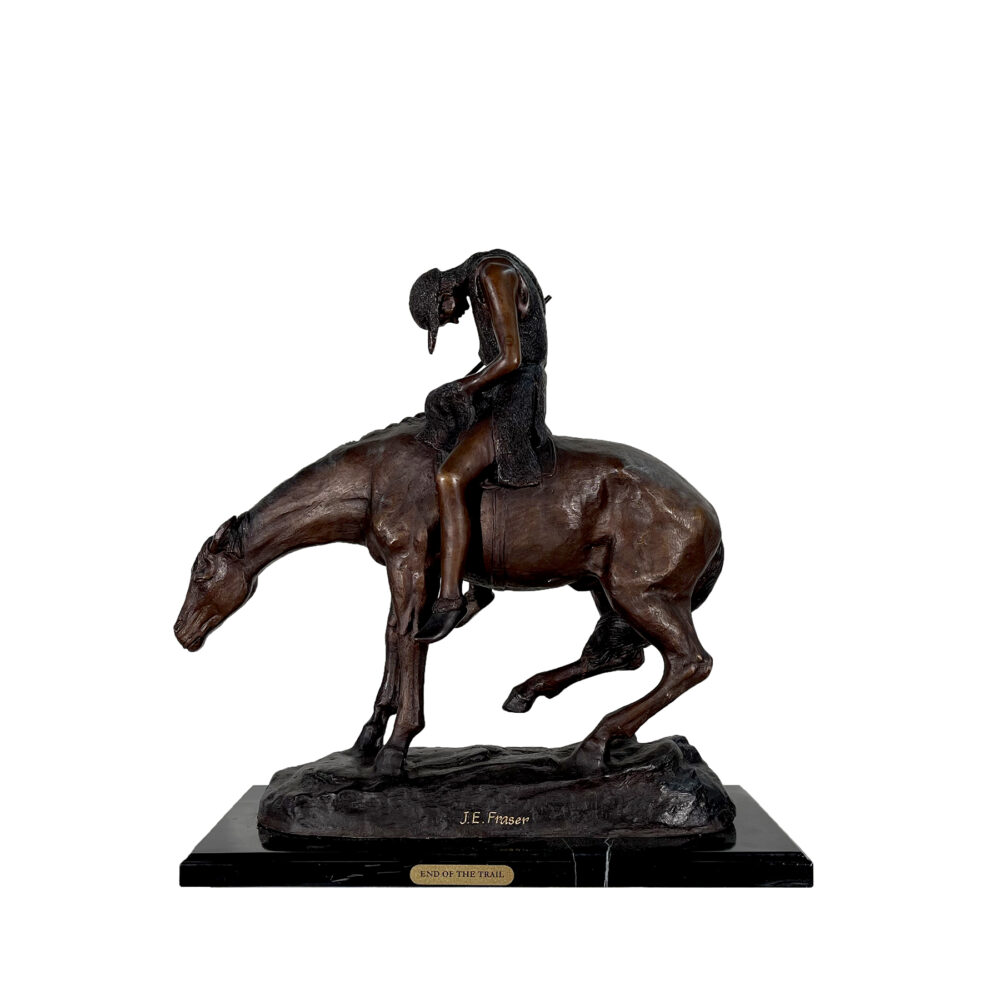 Bronze Indian with Horse Sculpture - Metropolitan Galleries Inc.