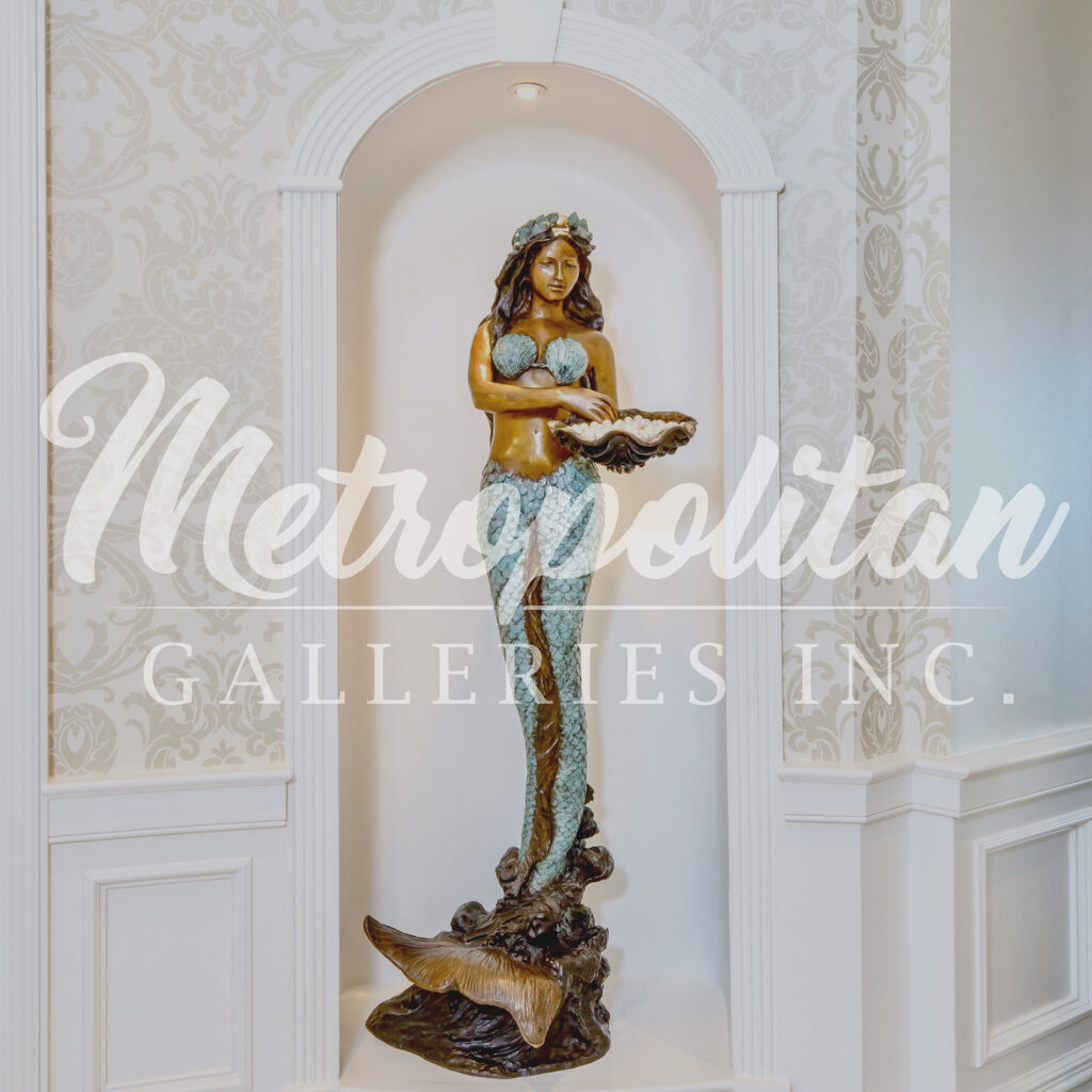Bronze Sitting Mermaid with Shell Fountain Sculpture - Metropolitan ...
