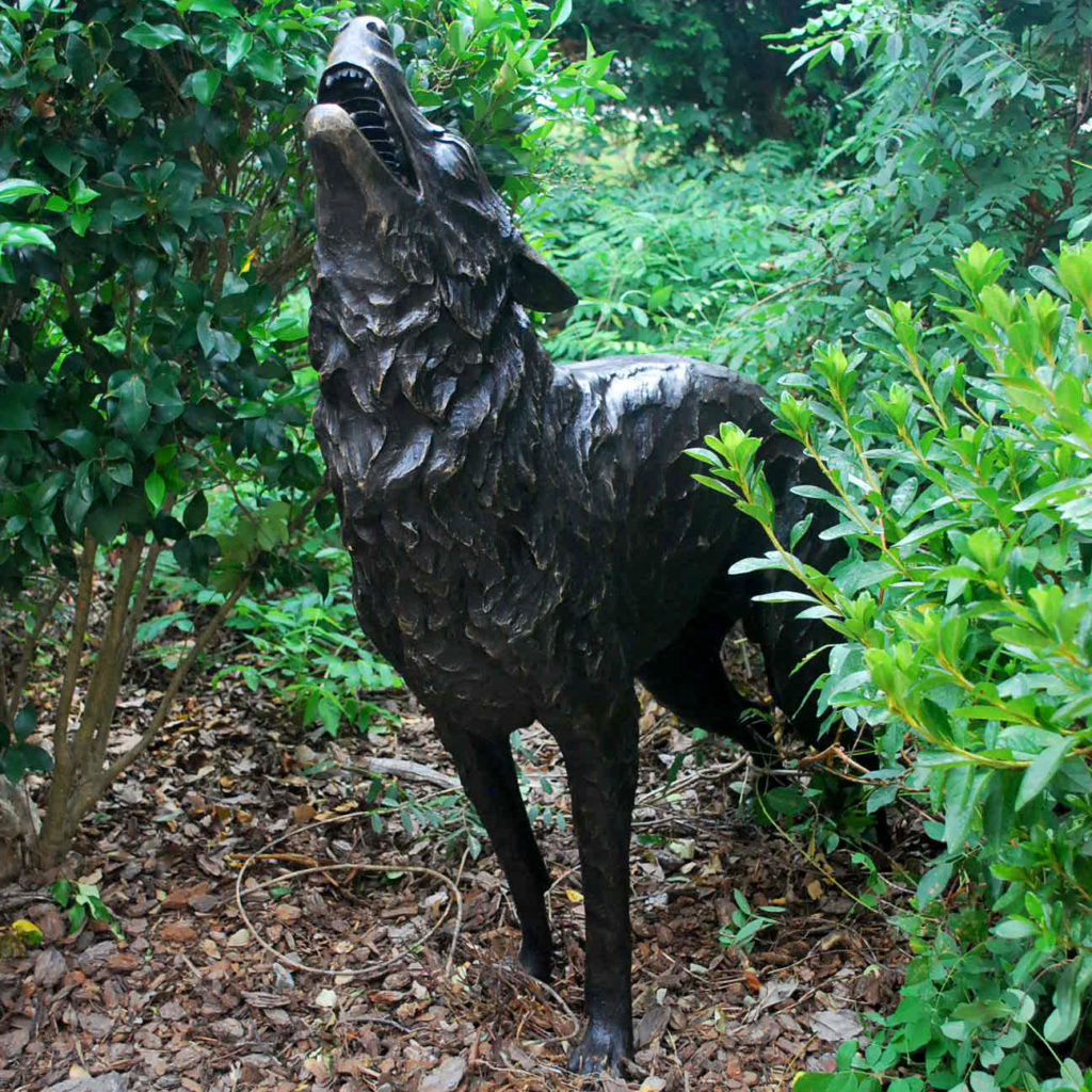 Bronze Standing Wolf Sculpture - Metropolitan Galleries Inc.