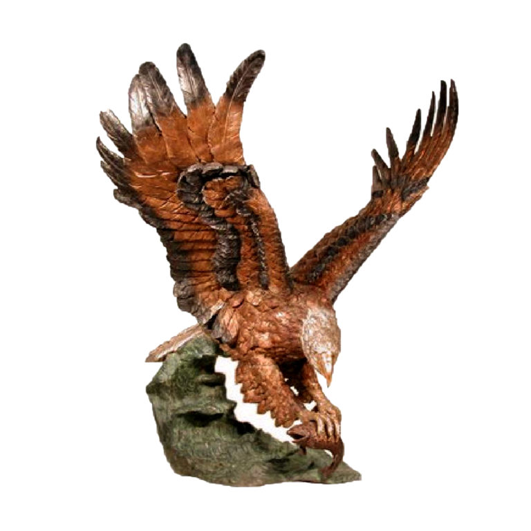 Bronze Eagle catching Fish Sculpture - Metropolitan Galleries Inc.