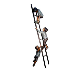 Bronze Children on Ladder Sculpture - Metropolitan Galleries Inc.