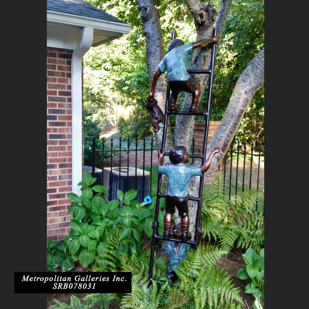 Bronze Children on Ladder with Teddy Bear Sculpture - Metropolitan ...