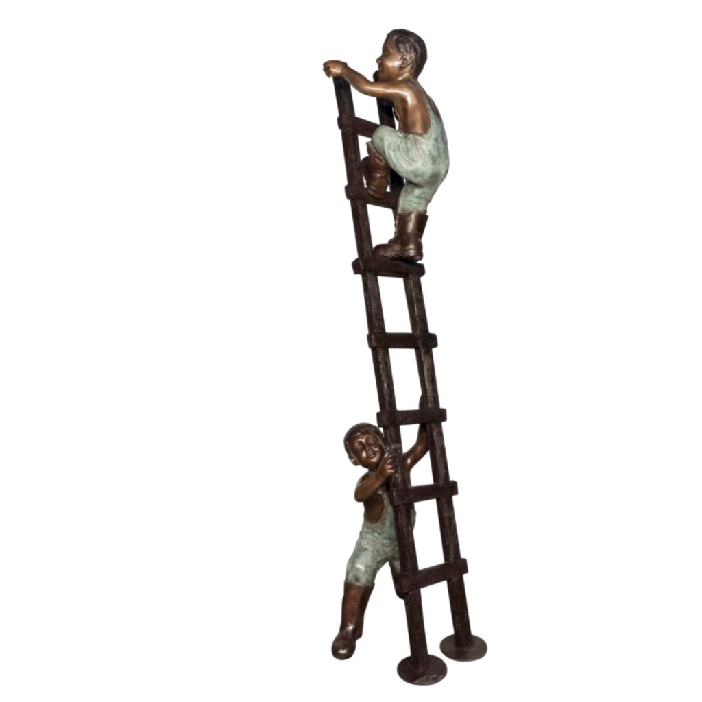 Bronze Kids Climbing Ladder Sculpture - Metropolitan Galleries Inc.