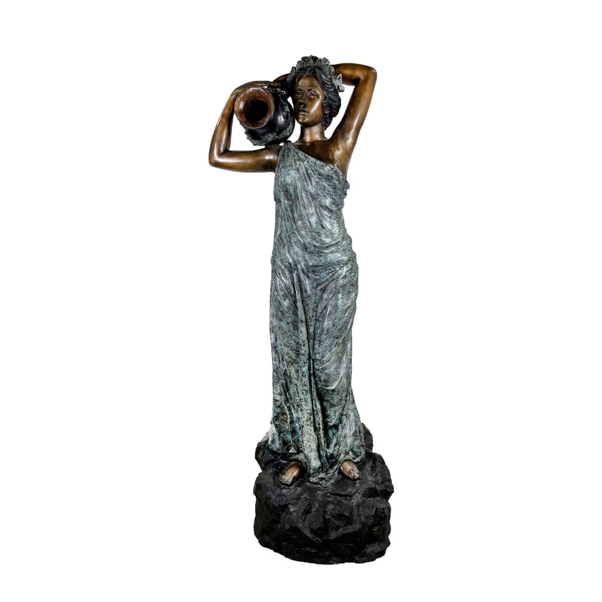 Bronze Lady holding Vase Fountain Sculpture - Metropolitan Galleries Inc.