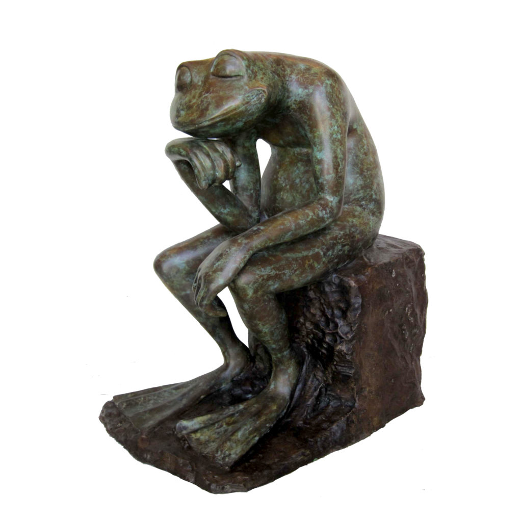 Bronze Thinking Frog Sculpture - Metropolitan Galleries Inc.