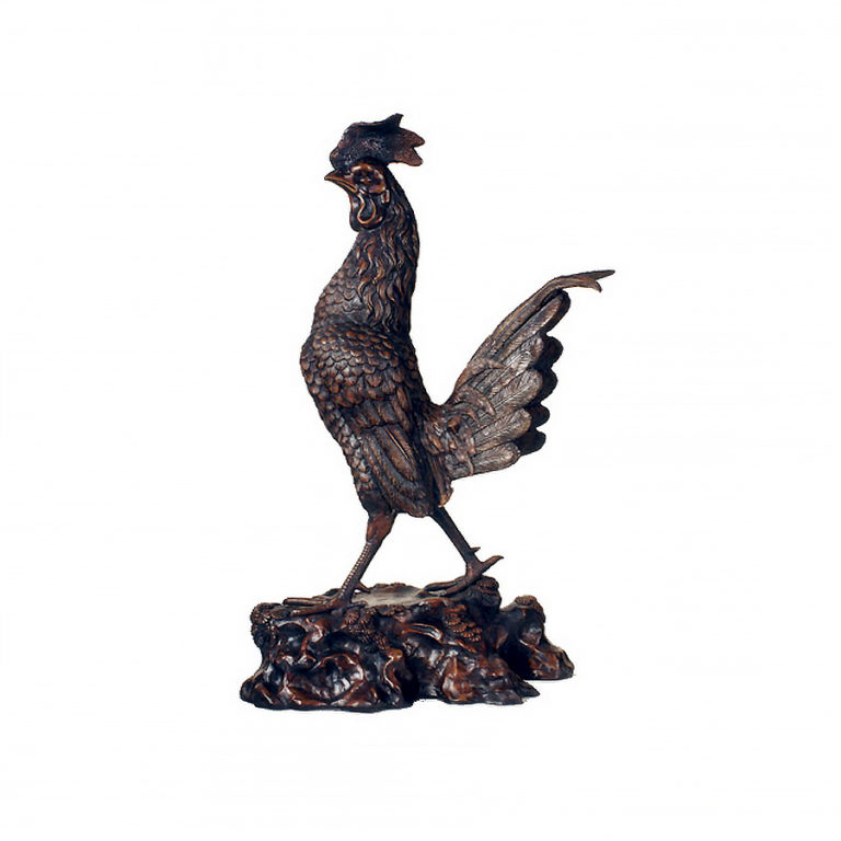 Bronze Rooster & Chicken Family Sculpture Set - Metropolitan Galleries Inc.