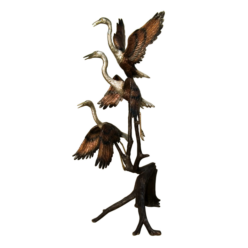 Bronze Three Flying Geese Sculpture - Metropolitan Galleries Inc.