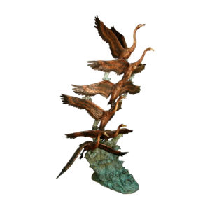 Bronze Three Flying Geese Sculpture - Metropolitan Galleries Inc.