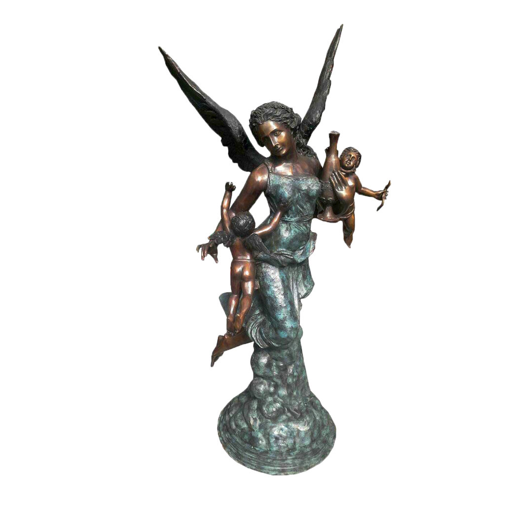 Bronze Cupid holding Swan Fountain - Metropolitan Galleries Inc.