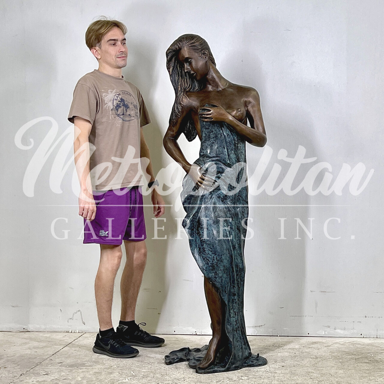 Bronze Lady 'Delilah' with Drape Sculpture - Metropolitan Galleries