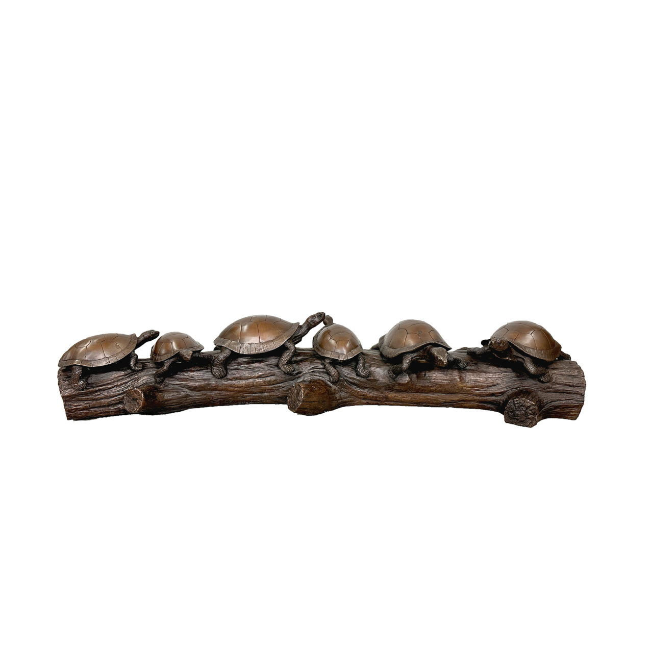 Custom Six Turtles on Log Bronze Sculpture - Metropolitan Galleries Inc.